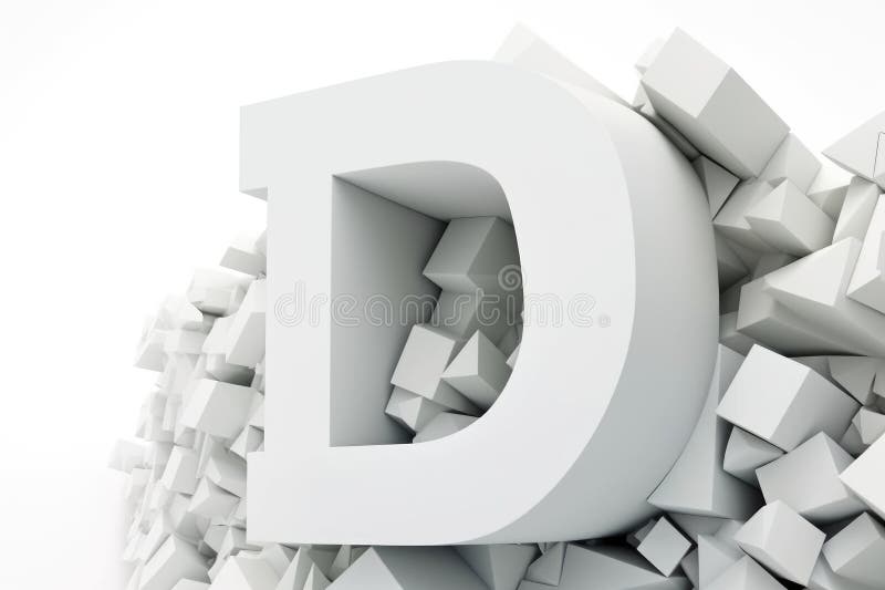 Letter D, 3d Block Letters Style, on White Background Stock ...