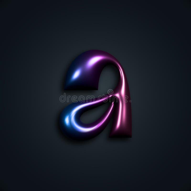 A Letter with 3D Chrome Effect. Vector Alphabet in Gradient Metal Color ...