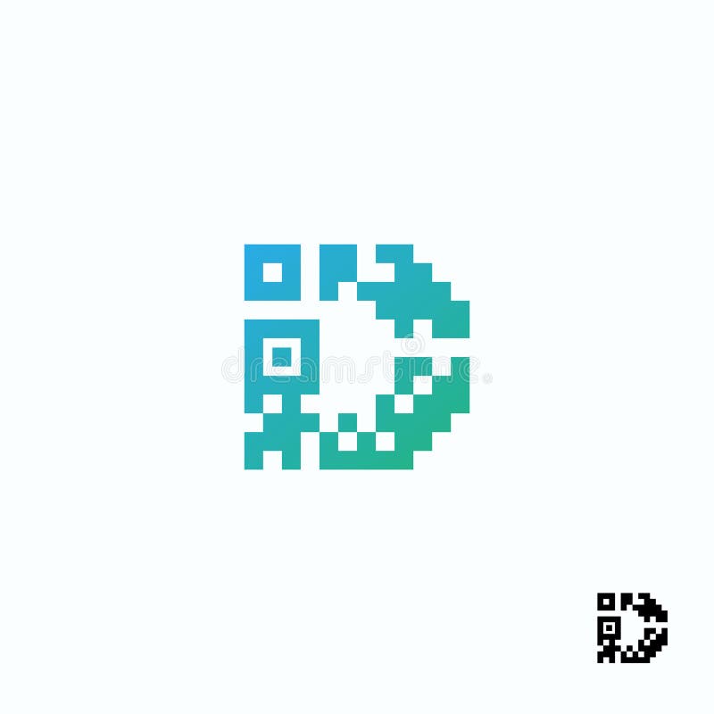 Letter D Creative Technological Modern Data Pixel QR Code Logo Stock ...