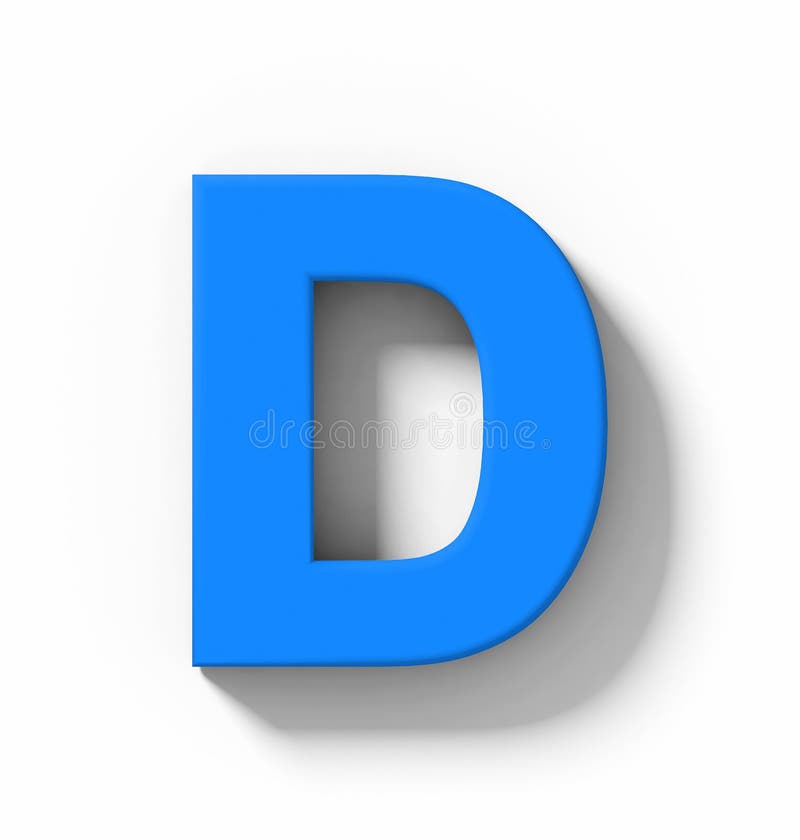 Letter D 3D Blue Isolated on White with Shadow - Orthogonal Projection ...