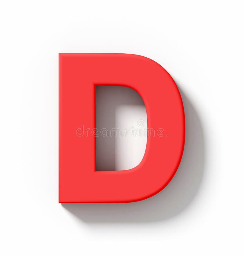 Letter D 3D Red Isolated on White with Shadow - Orthogonal Projection ...