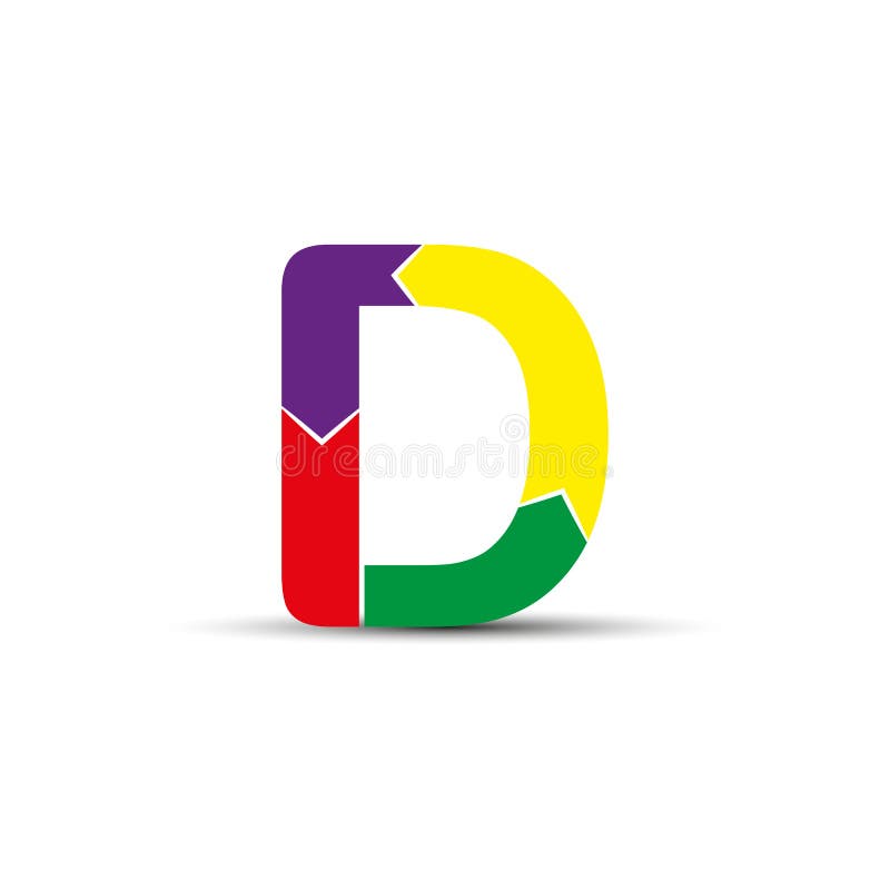 Letter D is Made Up of Four Colored Arrows Stock Illustration ...