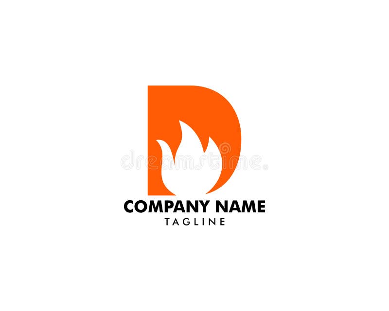 Letter D with Flame Fire Vector Logo Design Stock Vector - Illustration ...