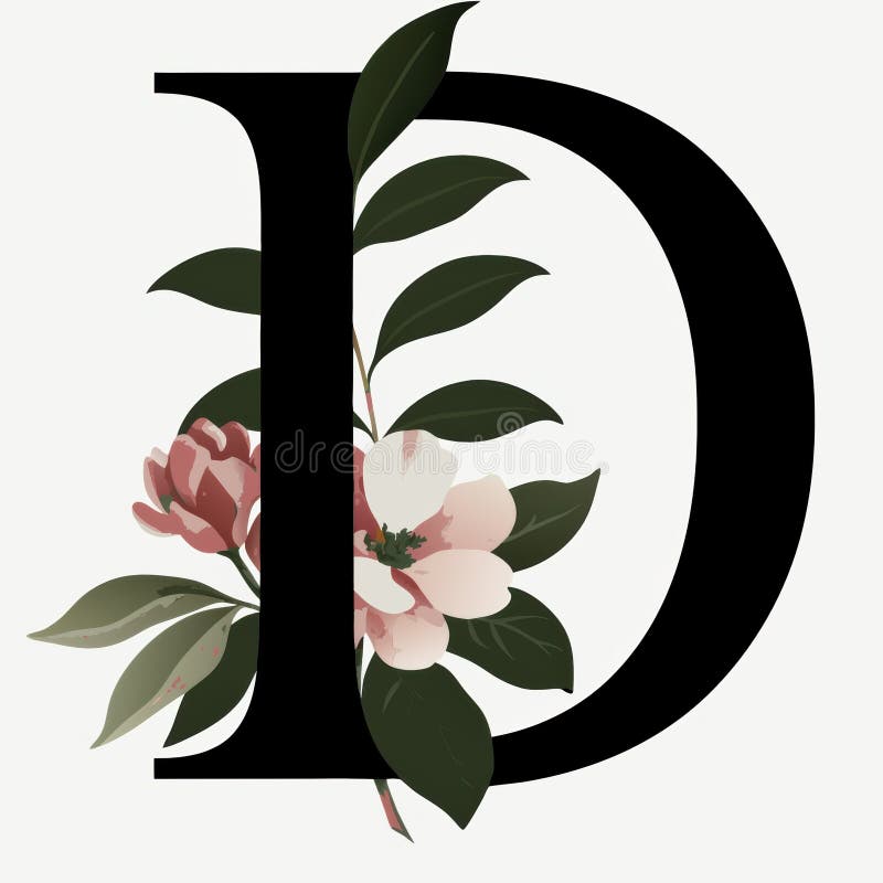 Letter D with Floral Design and Blank Space for Text Stock Illustration ...