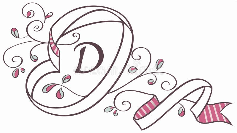 Letter D with Floral Swirl, Decorative Initial Vector Design Generative ...