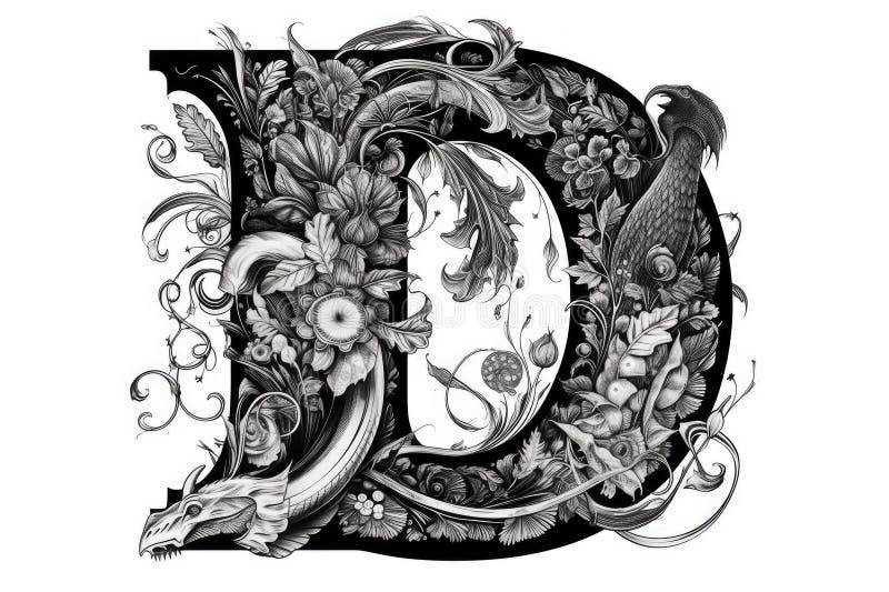 Letter P, Gothic Style, on White Background Stock Illustration ...