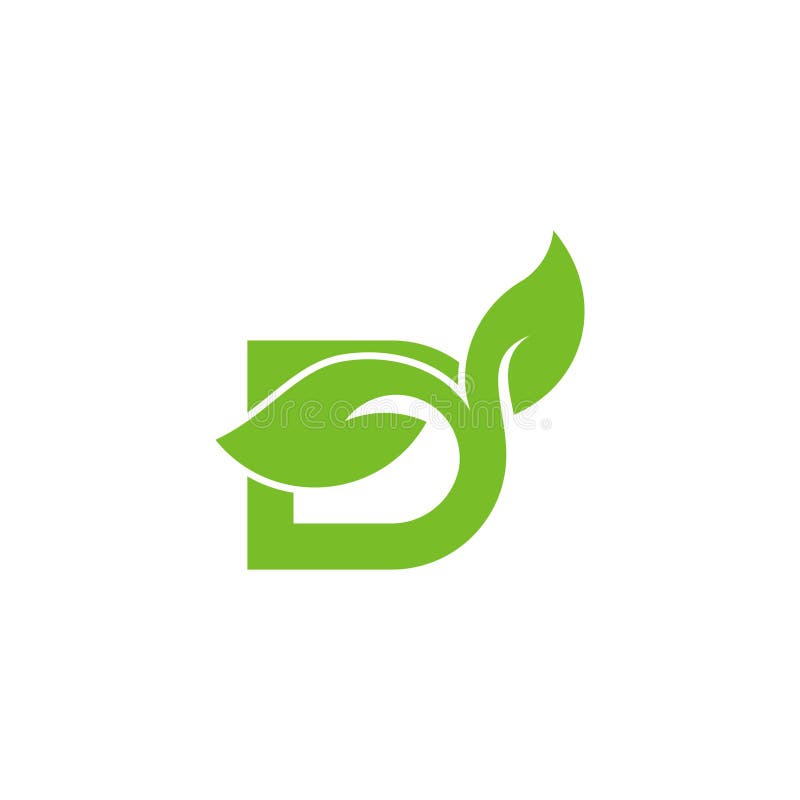Letter D Green Tree Leaf Curves Simple Logo Vector Stock Vector ...