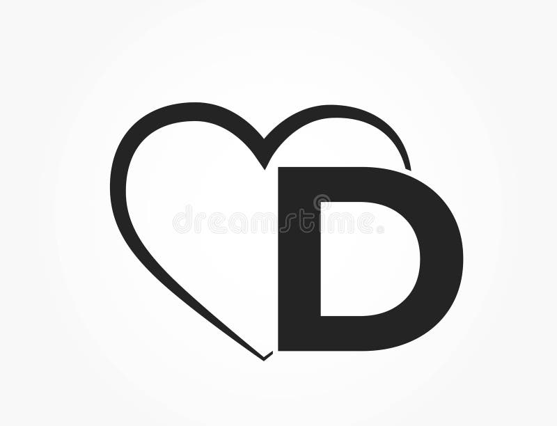 Letter D and Heart. Creative Element for Valentine`s Day Design Stock ...