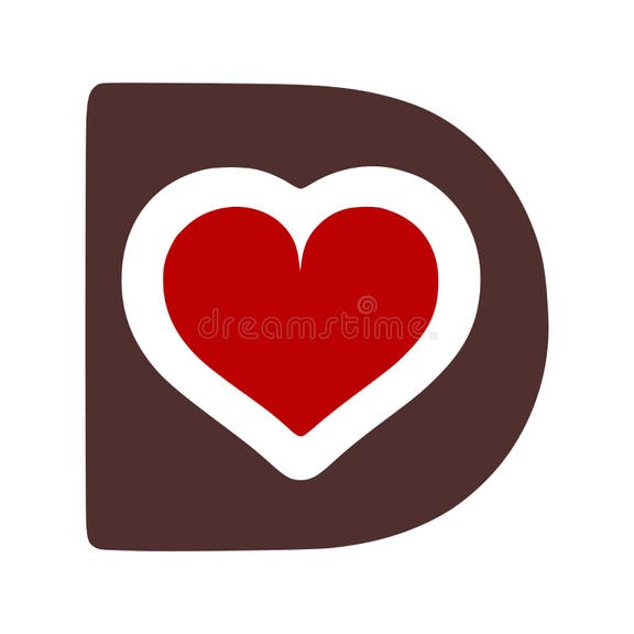 Letter d with heart symbol stock vector. Illustration of amour - 242029341