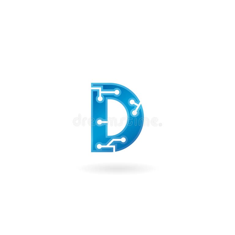 Letter D Icon. Technology Smart Logo, Computer and Data Related ...