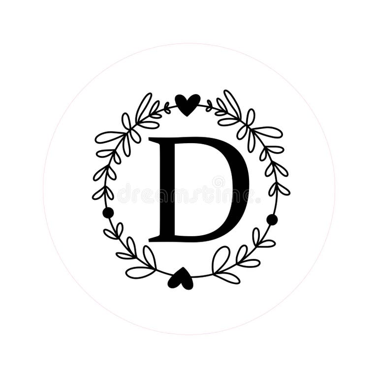 Letter "D" Initials with Round Floral Frames, Vector Monogram Logo ...