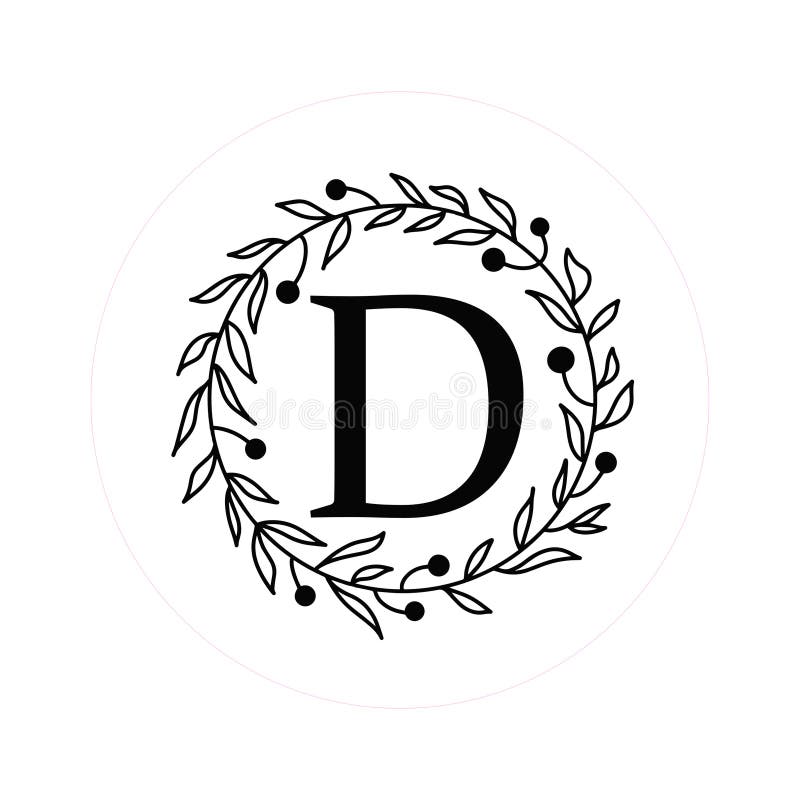 Letter "D" Initials with Round Floral Frames, Vector Monogram Logo ...