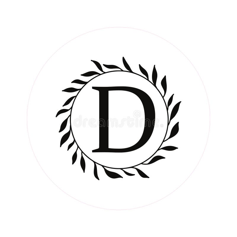 Letter "D" Initials with Round Floral Frames, Vector Monogram Logo ...