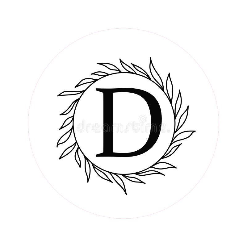 Letter "D" Initials with Round Floral Frames, Vector Monogram Logo ...