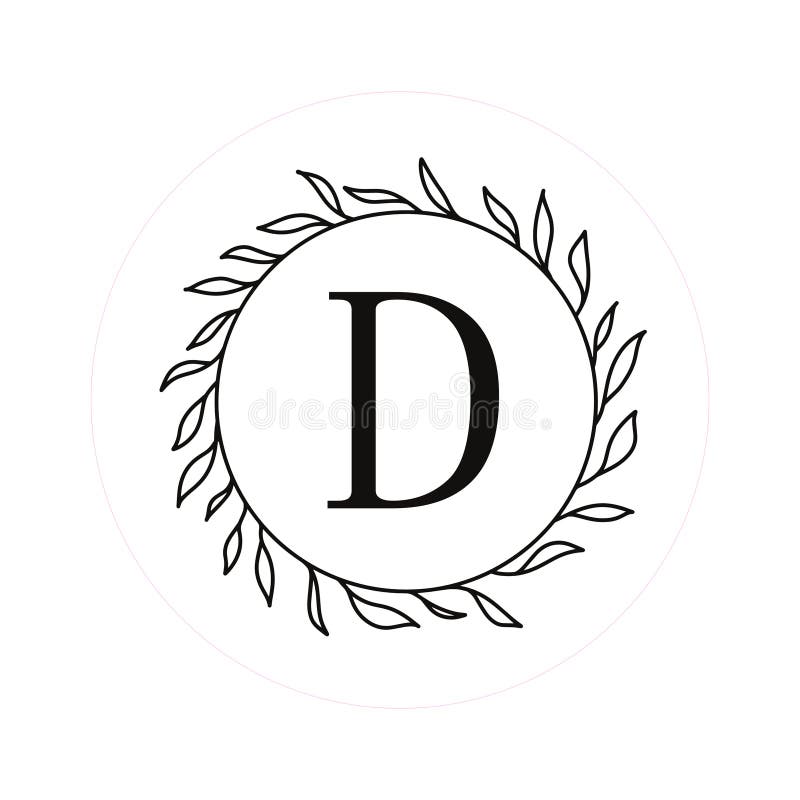 Letter "D" Initials with Round Floral Frames, Vector Monogram Logo ...
