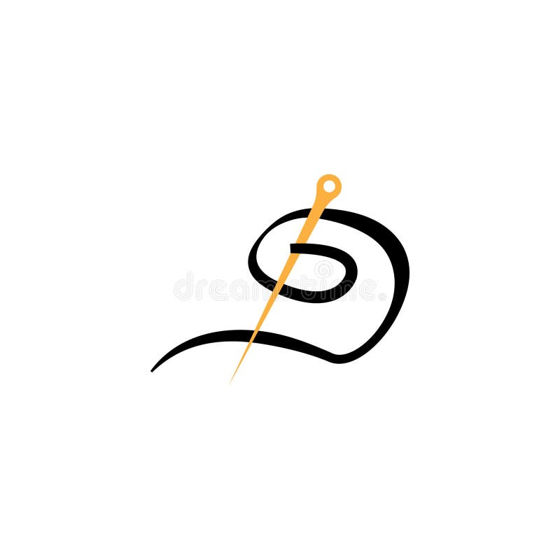 Letter P Sewing Needle Logo Design Art Vector Line Illustration Stock ...