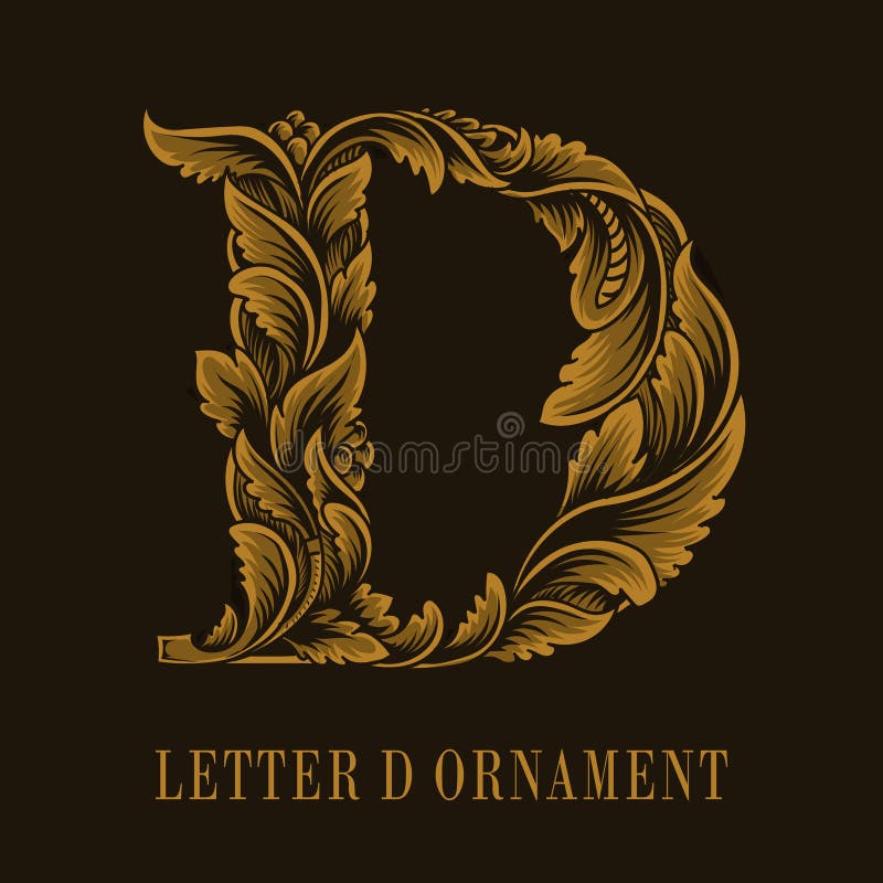 Letter D Logo Vintage Ornament Style Stock Vector - Illustration of ...