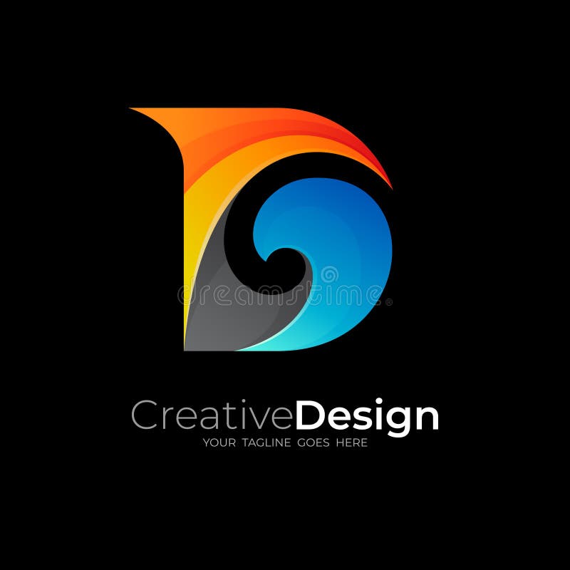 Letter D Logo and Wave Design Vector Image Stock Vector - Illustration ...