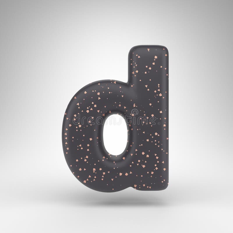 Letter D Lowercase on White Background. Black Matte 3D Letter with ...