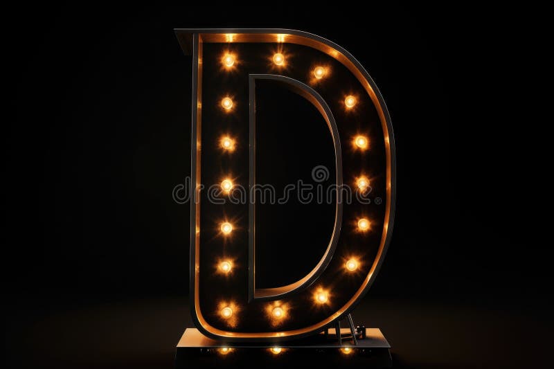 Letter D, Marquee Lights Style, on Black Background Stock Image - Image ...