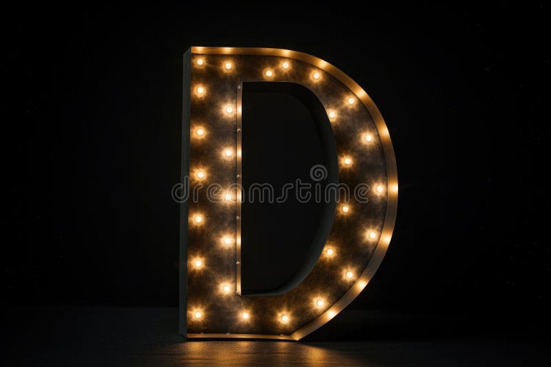 Letter D, Marquee Lights Style, on Black Background Stock Illustration ...