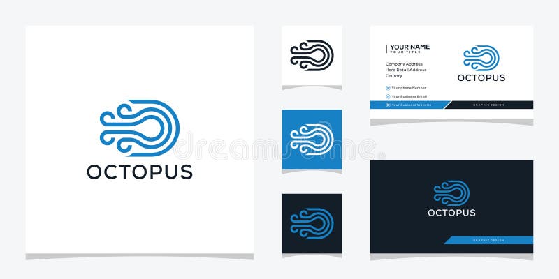 Letter D Octopus Icon Logo Design, Business Card Vector Template Stock ...
