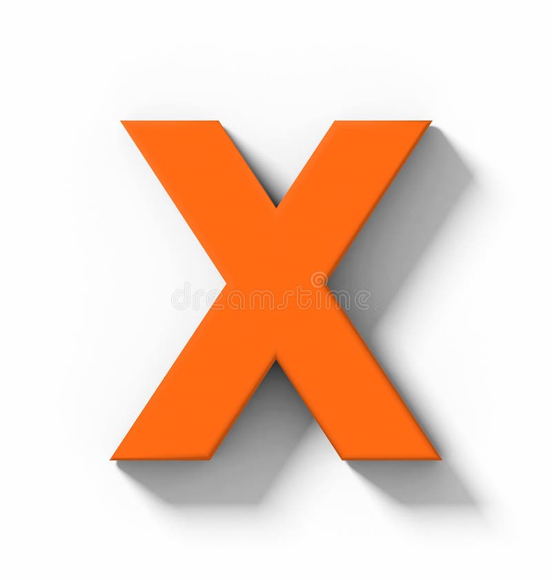 Letter X 3D Orange Isolated on White with Shadow - Orthogonal Pr Stock ...