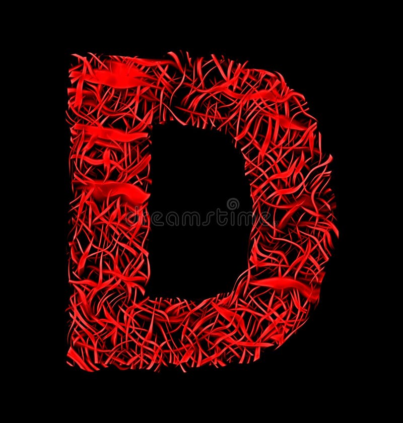 Letter D Red Artistic Fiber Mesh Style Isolated on Black Stock ...