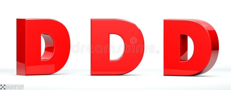 Letter D, of Red Color in 3 Positions. 3d Render Illustration at ...
