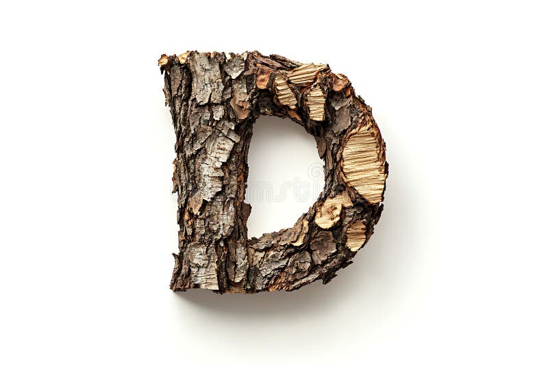 Letter D Rustic Tree Bark Font, Textured Wood Alphabet, Nature ...