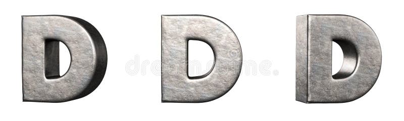 Letter D from a Scratched Iron Letters Collection. Isolated Stock ...