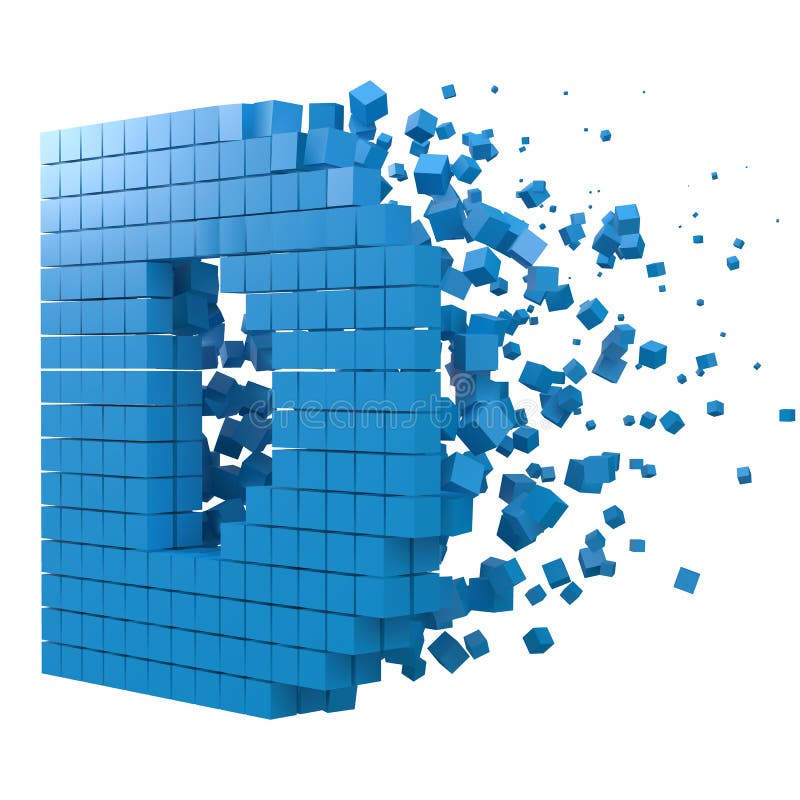 Letter D Shaped Data Block. Version with Blue Cubes Stock Vector ...