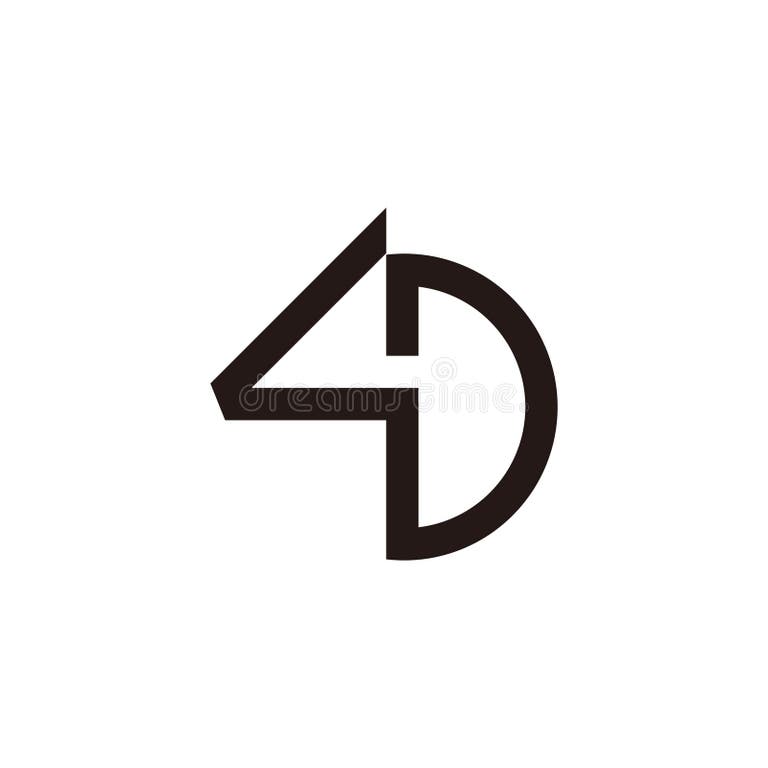 Letter 4d Simple Geometric Lines Logo Vector Stock Vector ...
