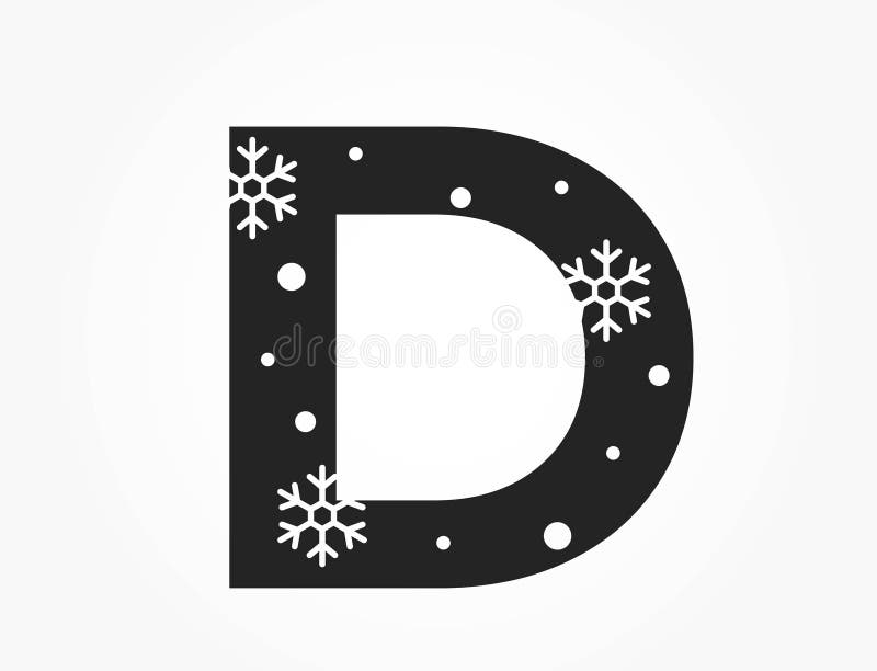 Letter D with Snowflake and Snow. Creative Element for Christmas, New ...