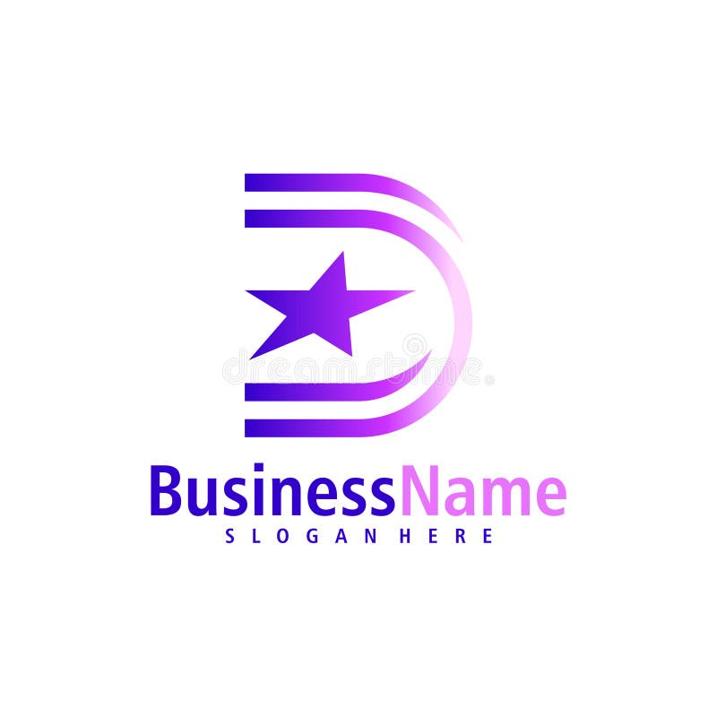 Letter D with Star Logo Design Vector. Creative Initial D Logo Concepts ...