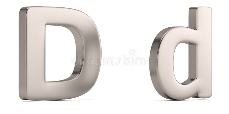 Letter D from Steel Solid Alphabet Isolated on White Background. 3D ...
