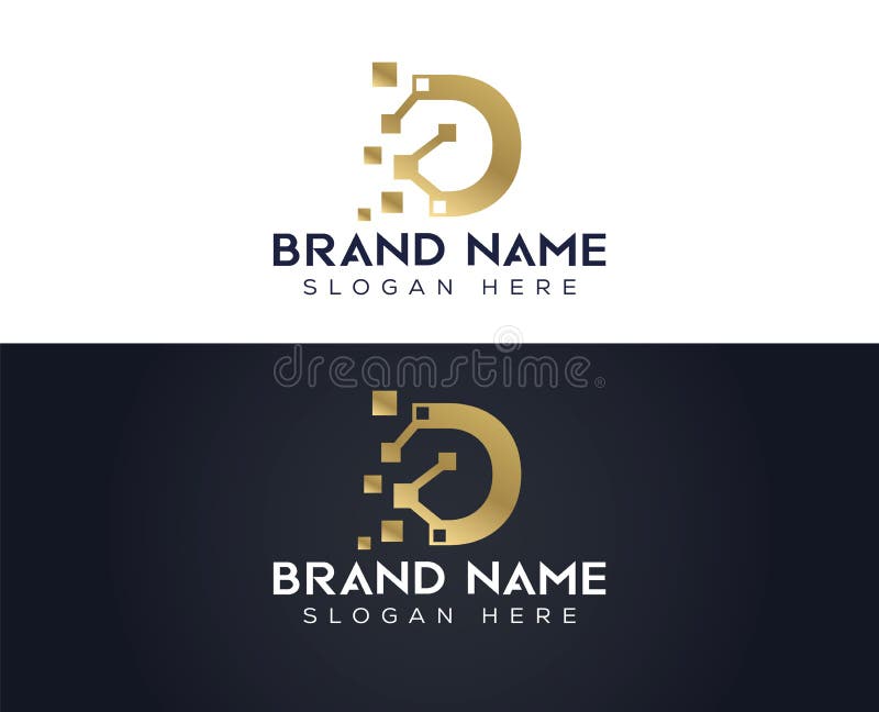 Letter D TECH Vector Logo Design Stock Illustration - Illustration of ...