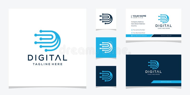 Letter D Technology Logo Design Graphic. Template Vector Business Card ...