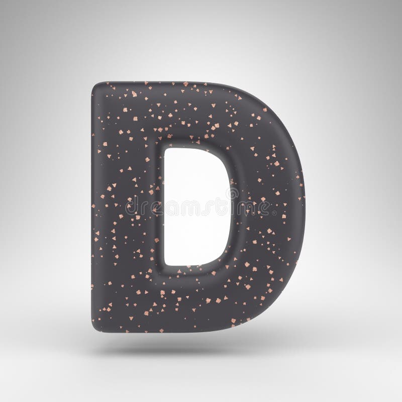 Letter D Uppercase on White Background. Black Matte 3D Letter with ...