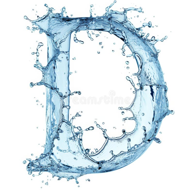 Letter D Water Splash Alphabet Isolated on White. 3D Rendering ...