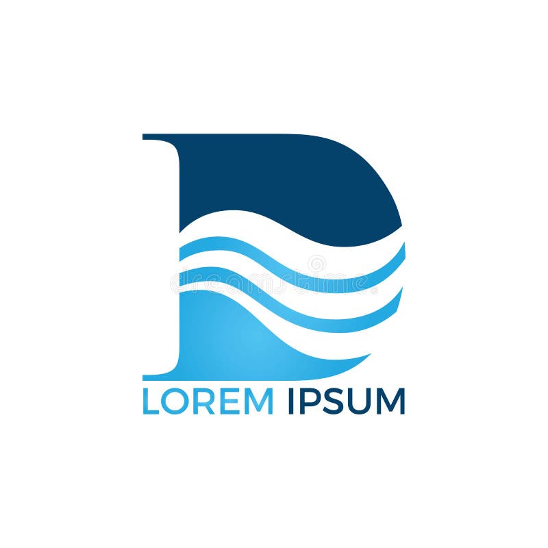 Letter D Water Wave Logo Design. Stock Vector - Illustration of aqua ...