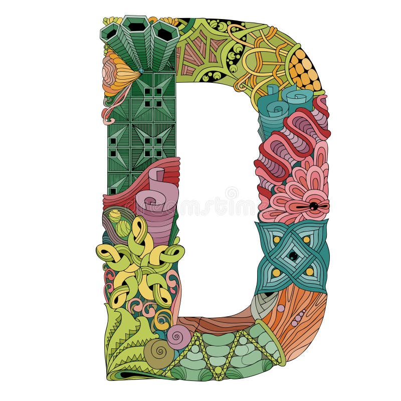 Letter D Zentangle. Vector Decorative Object Stock Vector ...
