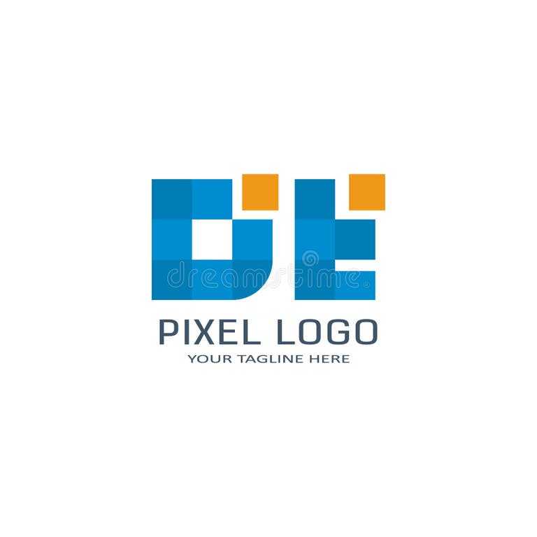 Letter DE Pixel Logo Design Template. Alphabet Pixel Motion Logo. Stock ...