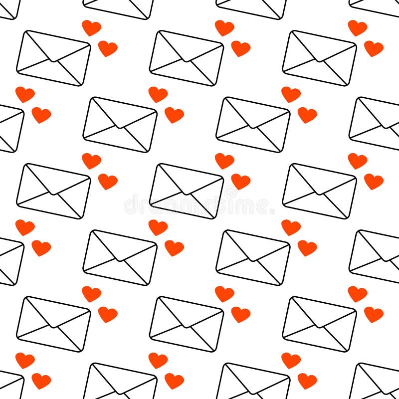 A Letter with a Declaration of Love. Seamless Pattern. Vector ...