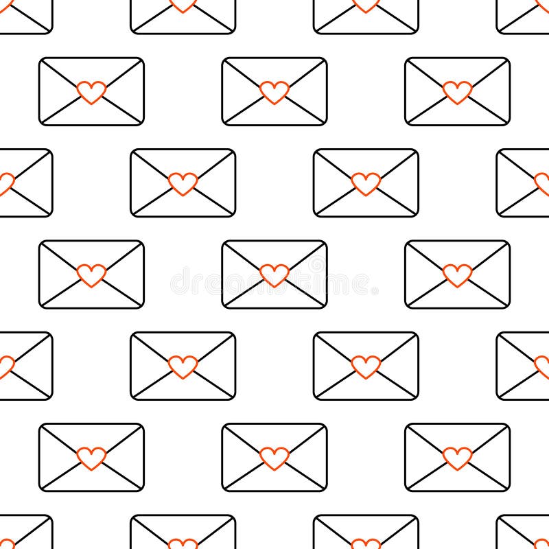 A Letter with a Declaration of Love. Seamless Pattern. Vector ...