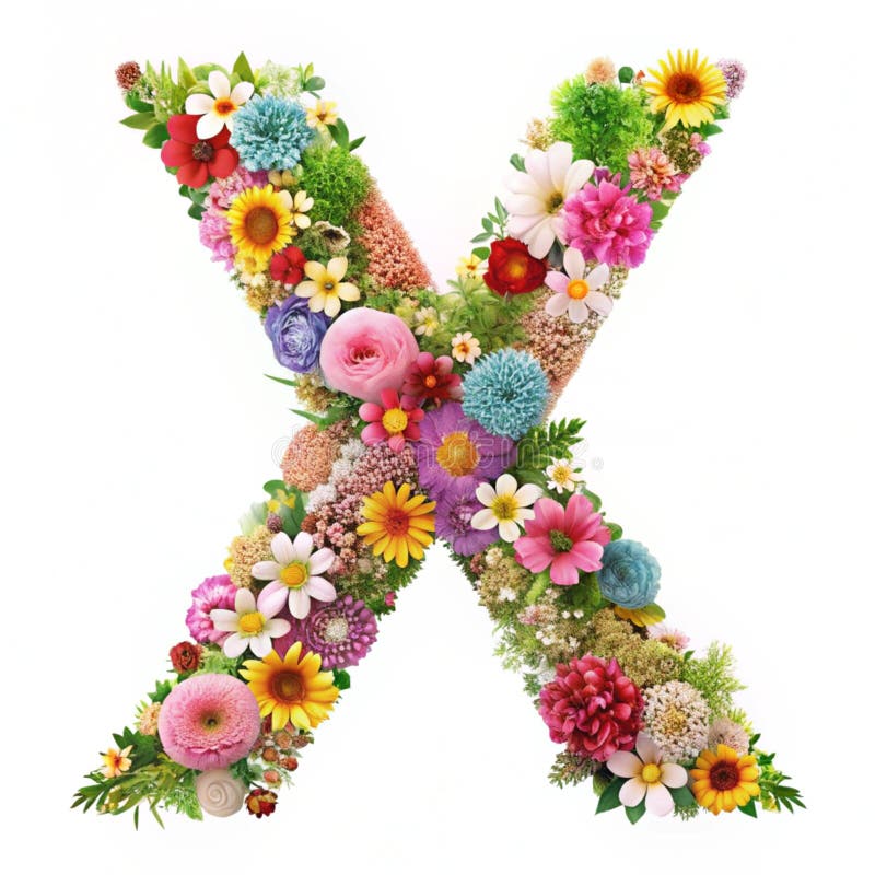 Letter X Decorated with Flowers Stock Illustration - Illustration of ...