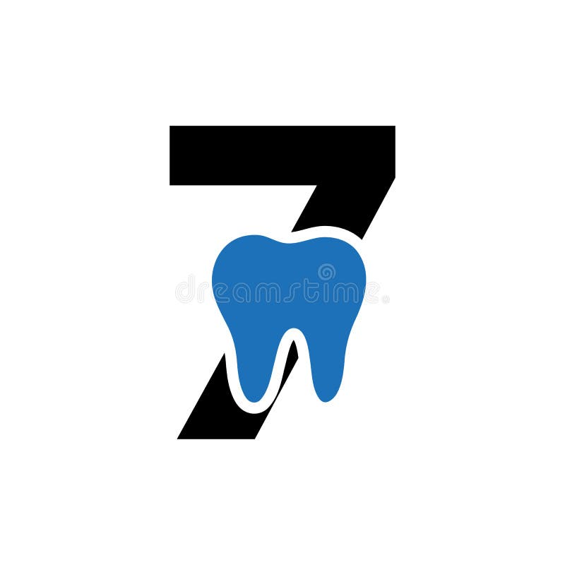 Letter 7 Dental Logo Concept with Teeth Symbol Vector Template Stock ...