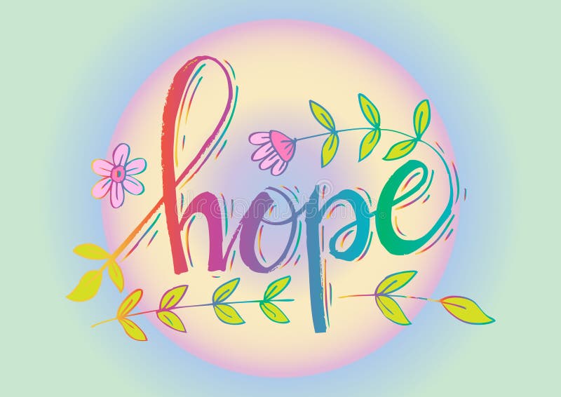 Letter Design Hope with Floral on Circle Background. Stock Vector ...