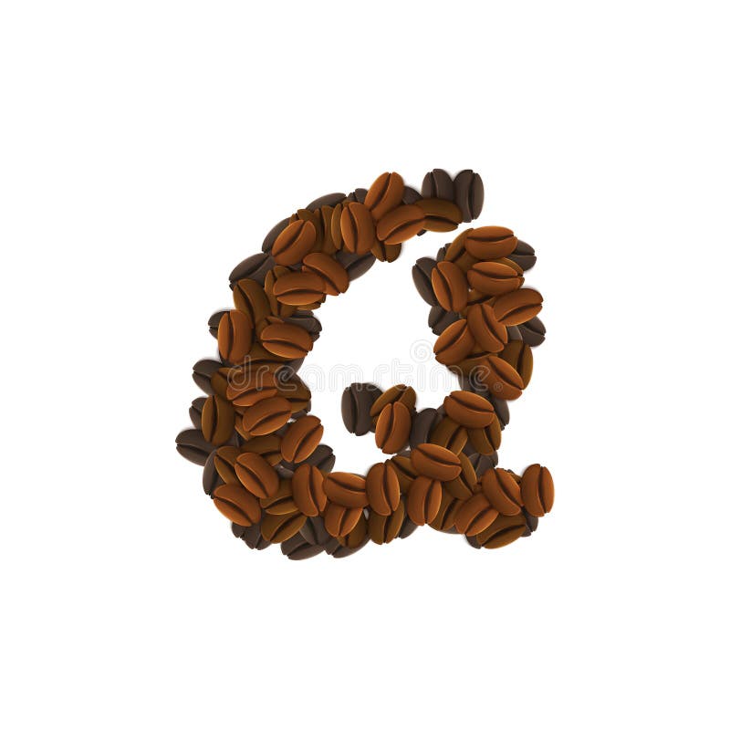 Letter Design Icon Object with Q Made of Coffee Beans Isolated Vector ...