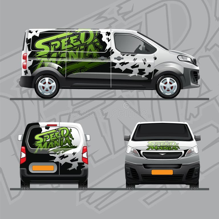 Letter Design of a Minivan from All Sides. Vector Graphics. Stock ...